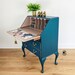 Teal and Gold Writing Bureau Desk Custom Order - Etsy