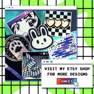 Anime Girl | Cybercore | Retro Anime Aesthetic | Holographic Stickers ...