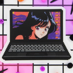 Retro Anime Girl | Pixel Art Sticker | Vaporwave Aesthetic | Computer ...