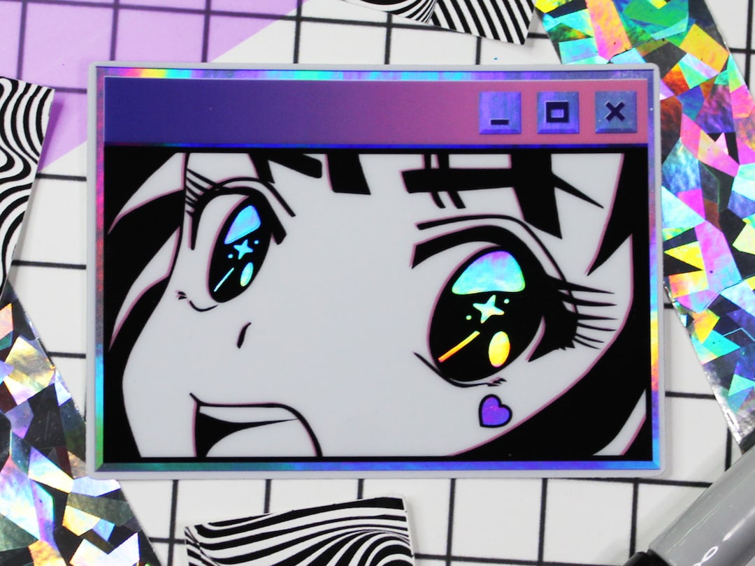 Holographic Vaporwave Anime Girl: Kawaii Laptop Sticker - Etsy