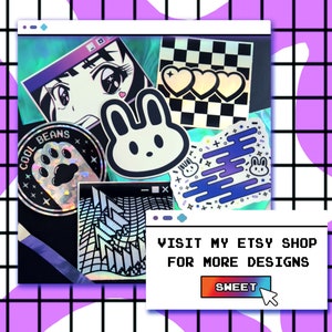 Y2k Aesthetic Sticker Holographic Sparkle Bold 2000's Graphic Cool ...