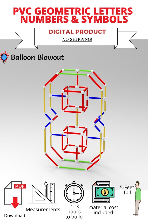 Number Eight 8 PVC Geometric Mosaic Template 5ft for Balloons | Etsy