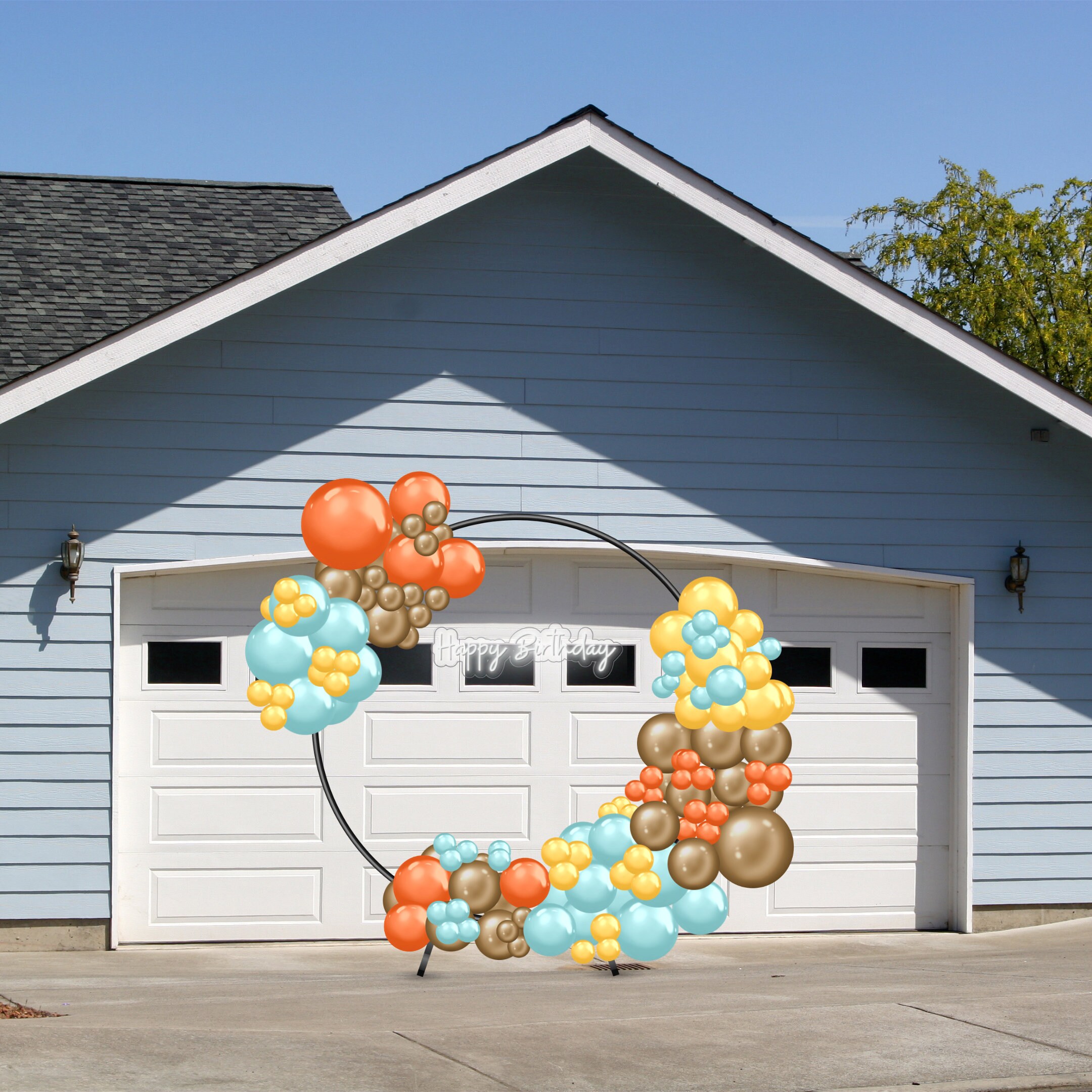 Happy Birthday Hoop Gold and Black Metallic Canva Balloon - Etsy