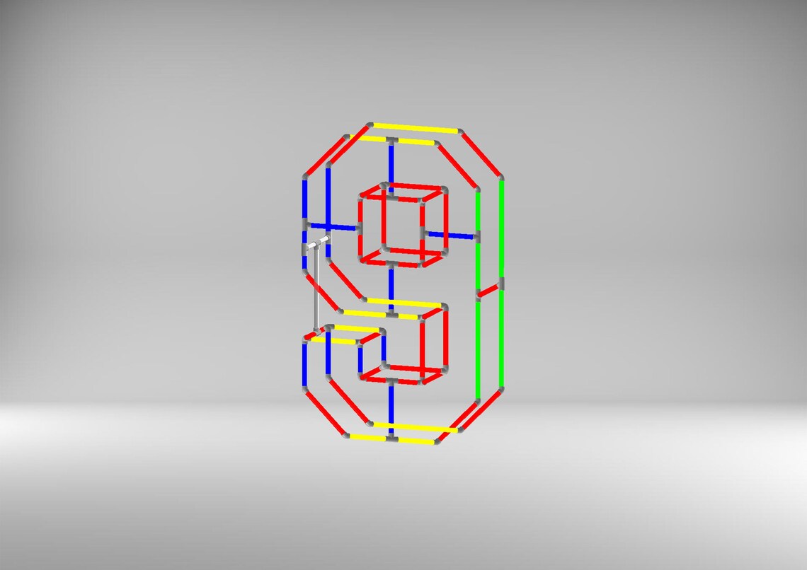 Number Nine 9 PVC Geometric Mosaic Template 5ft Balloon, Geometric ...