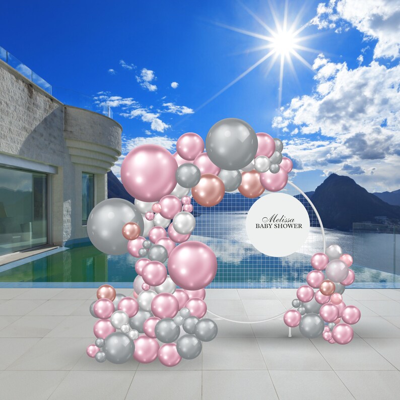 Hoop Garland Grid Baby Shower Canva Balloon Mockup Event - Etsy