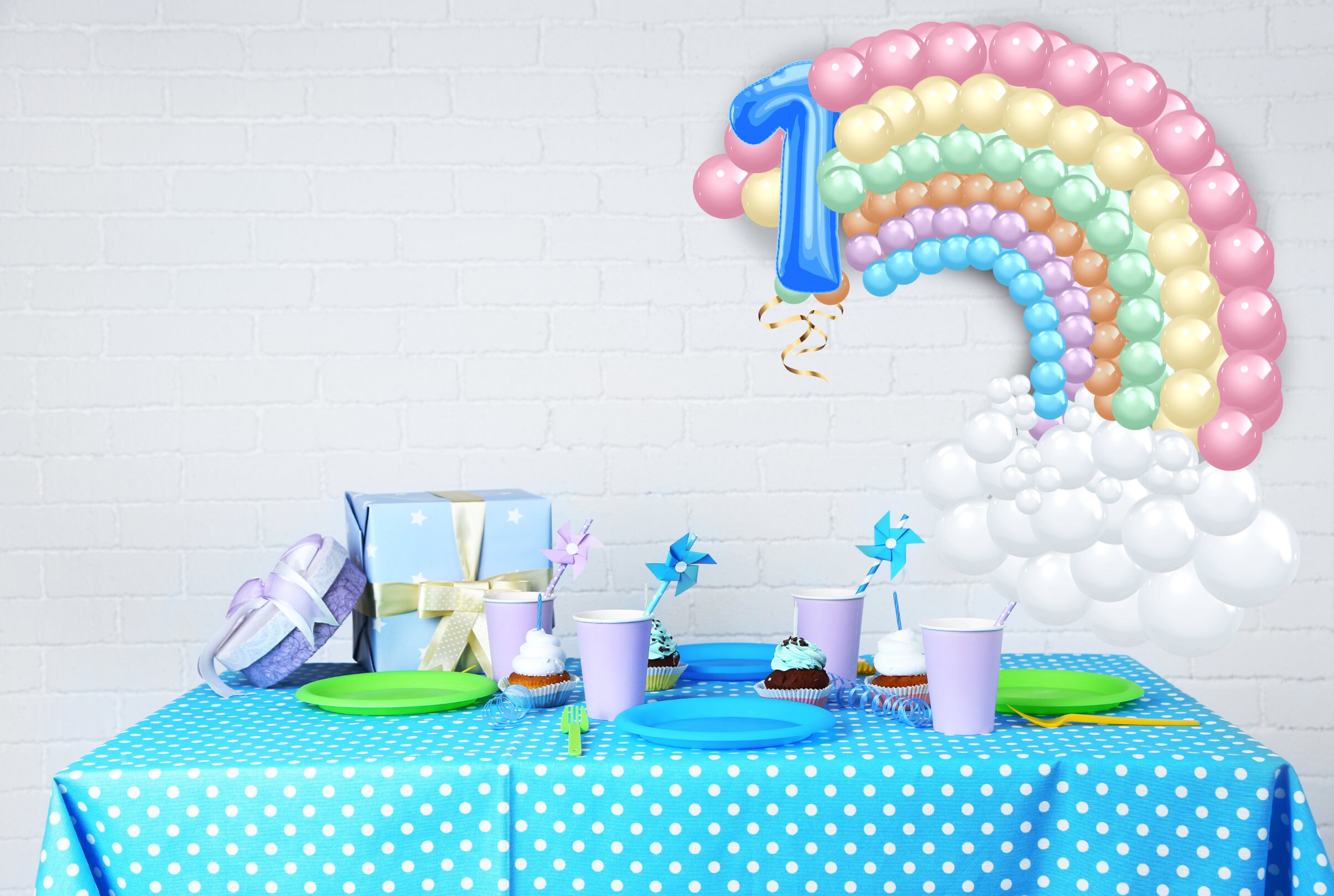 Rainbow Garland Canva Balloon Mockup | Event Mockup for Parties and ...
