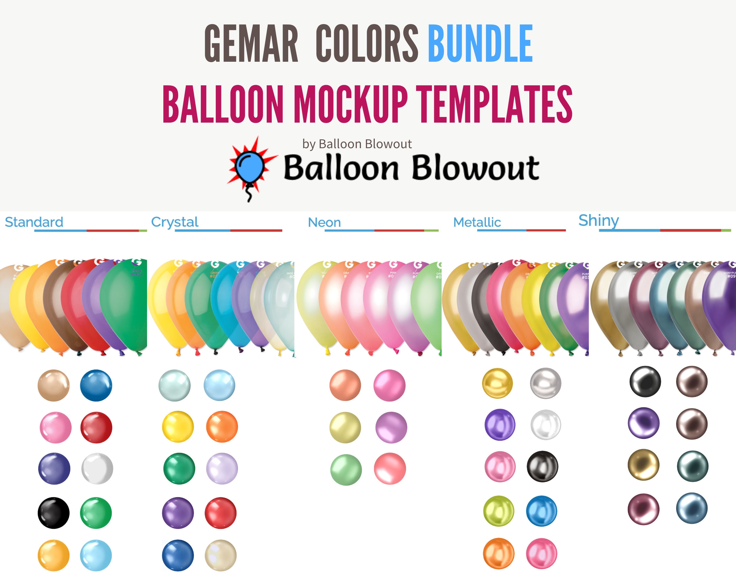 Gemar Colors Bundle - Balloon Mockup Template Images for Canva ...