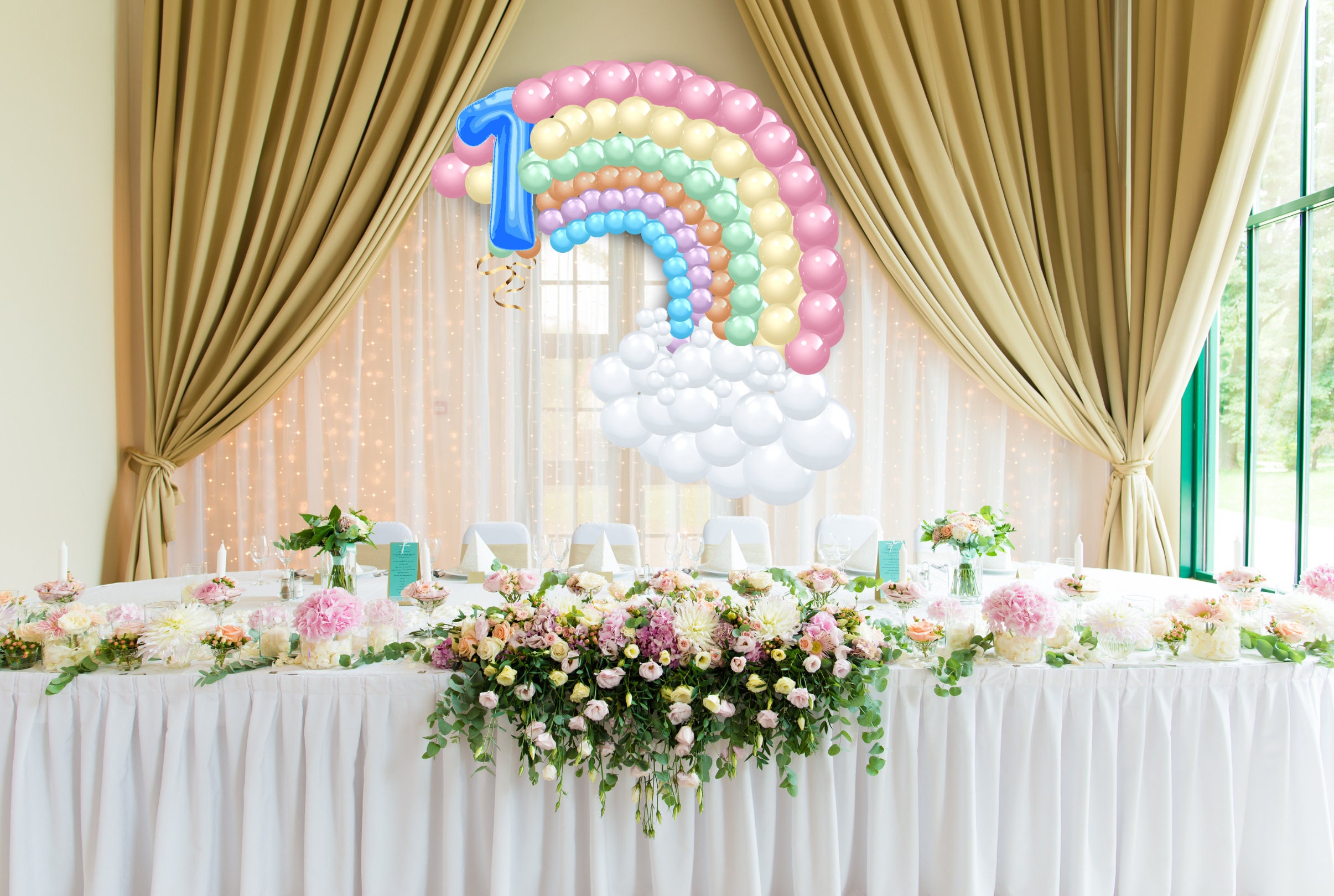 Rainbow Garland Canva Balloon Mockup | Event Mockup for Parties and ...