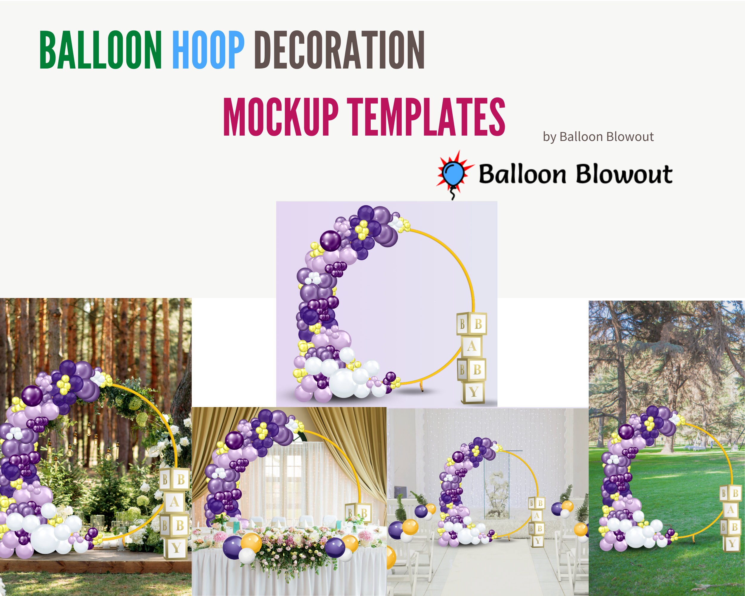 Hoop Balloon Mockup Template for Canva Purple Baby Shower - Etsy