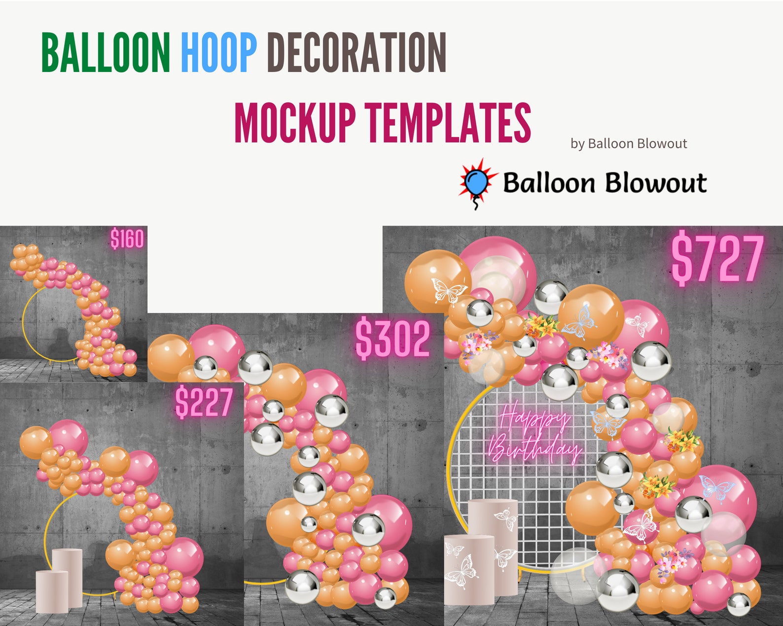 Balloon Hoop Decoration Mockup Template for Canva for - Etsy