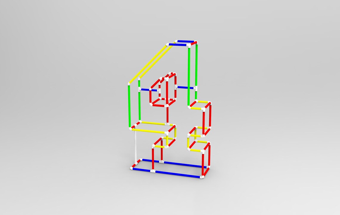 Number Four 4 PVC Geometric Mosaic Template 5ft Balloon - Etsy