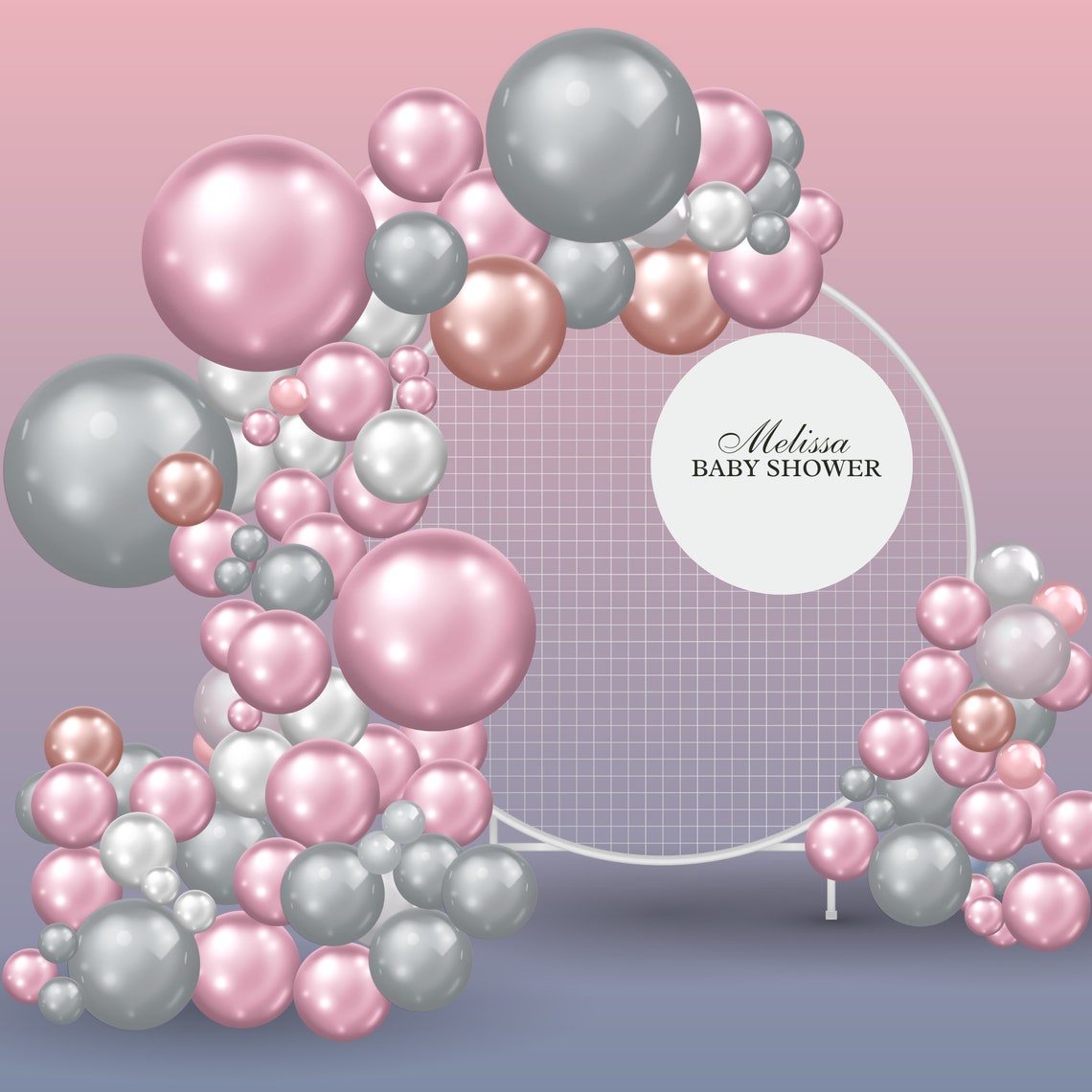 Hoop Garland Grid Baby Shower Canva Balloon Mockup | Event Mockup for ...
