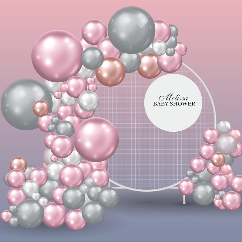 Hoop Garland Grid Baby Shower Canva Balloon Mockup Event - Etsy