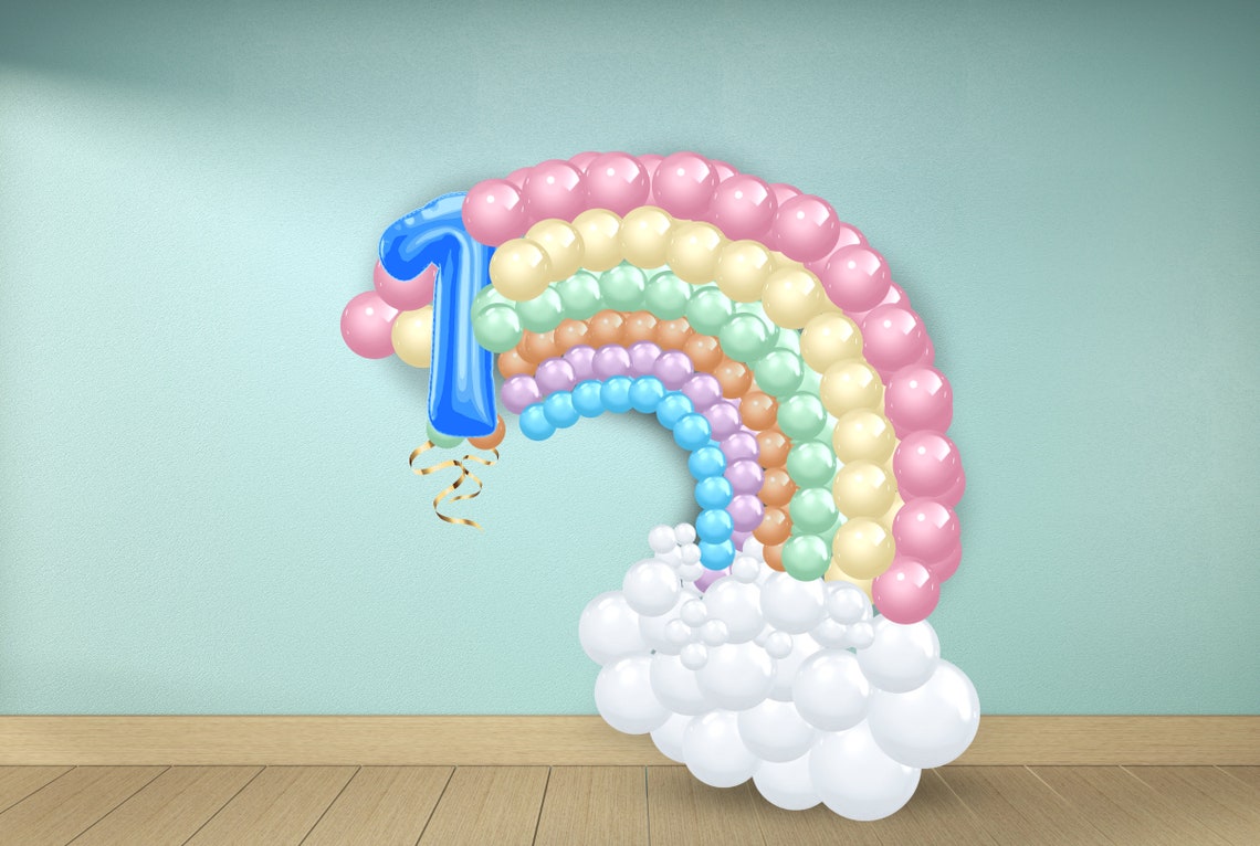 Rainbow Garland Canva Balloon Mockup | Event Mockup for Parties and ...