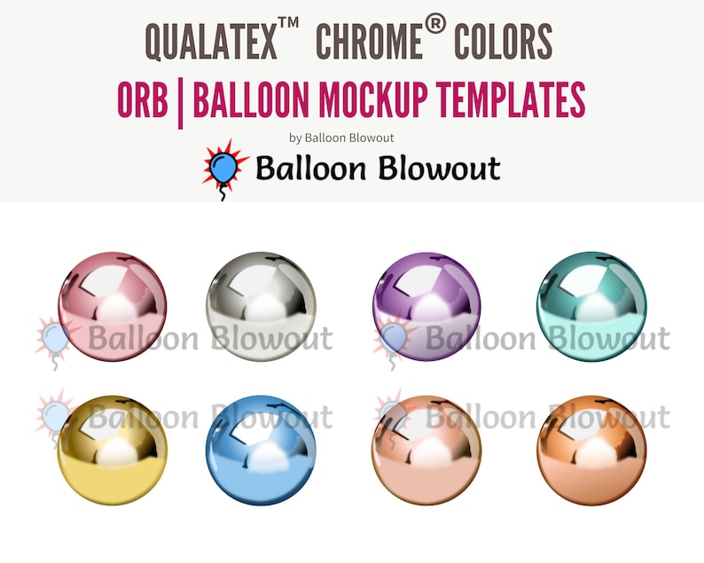 Qualatex Chrome Colors Balloon Mockup Template Images for - Etsy