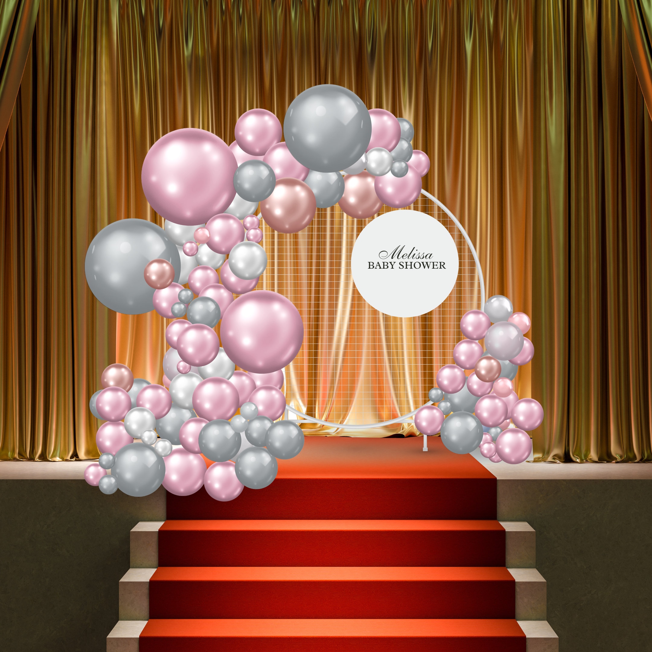 Hoop Garland Grid Baby Shower Canva Balloon Mockup | Event Mockup for ...