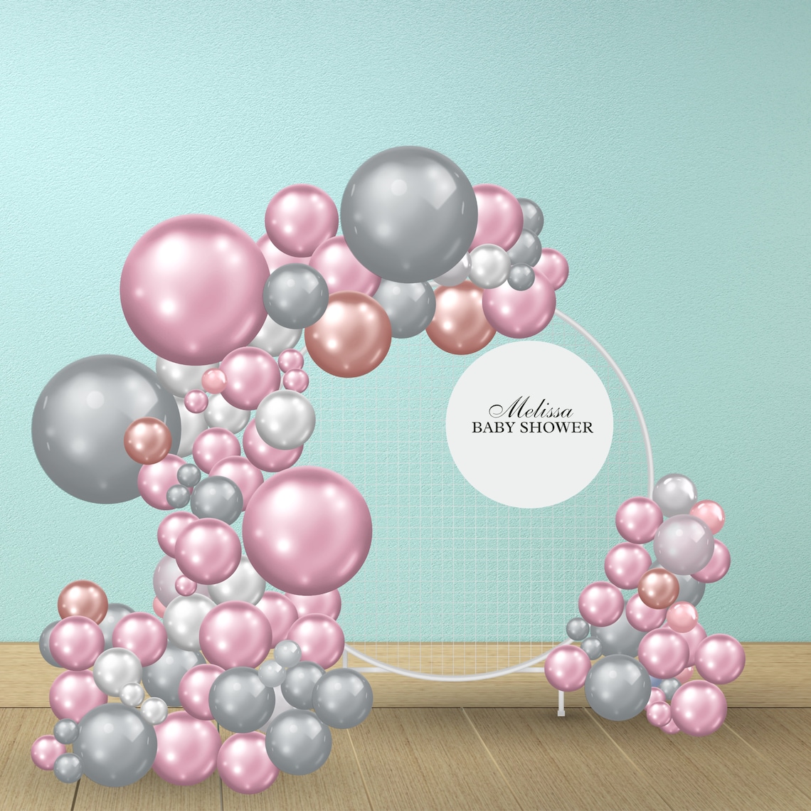 Hoop Garland Grid Baby Shower Canva Balloon Mockup | Event Mockup for ...