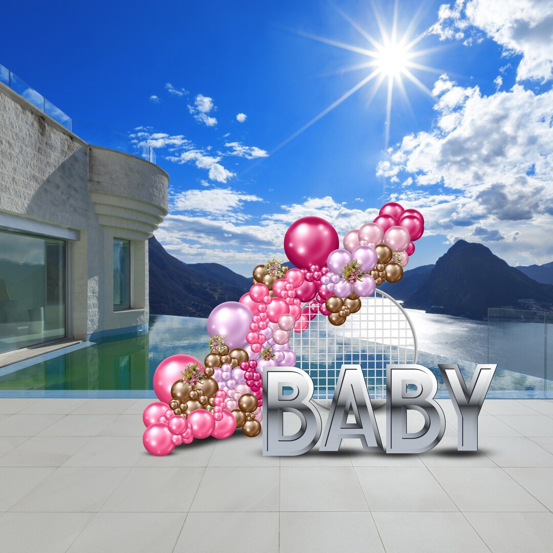 BABY Shower Organic Balloon Garland Canva Balloon Mockup | Event Mockup ...