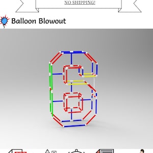 Number Six 6 PVC Geometric Mosaic Template 5ft Balloons, Geometric ...