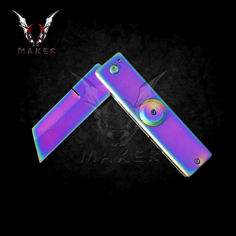 7 Black Fidget Spinner Pocket Knife Sharp Steel Blade - Etsy