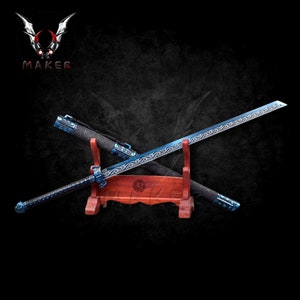 Handmade Sharp Dragon Clouds Katana Blue Ninja Damascus Folded 1095 ...