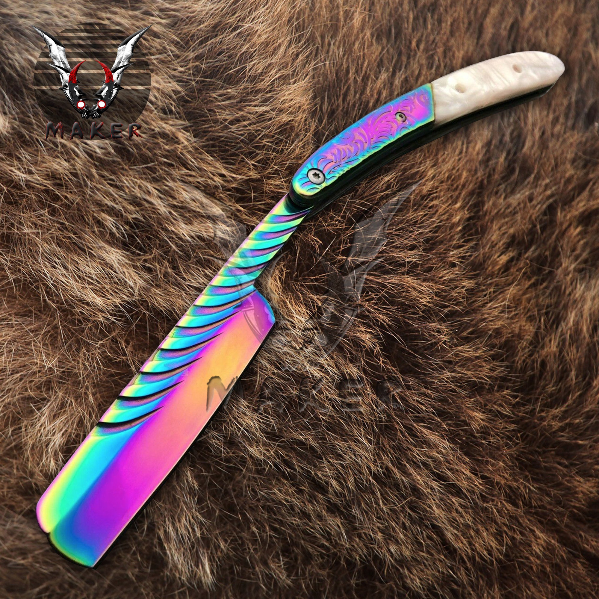 Razor Rainbow Straight Blade Shaving Knife 8.5 Hunting - Etsy