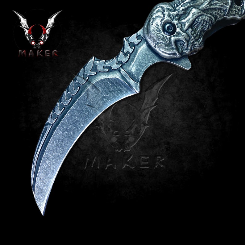 Black Skull Karambit 8.5" Pocket Folding Knife for Hunting, Camping ...