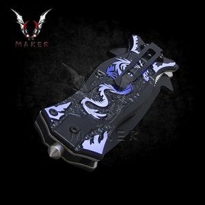 Dragon Blue Throwing Knife 7" Folding Blade Knife for Hunting, Camping ...