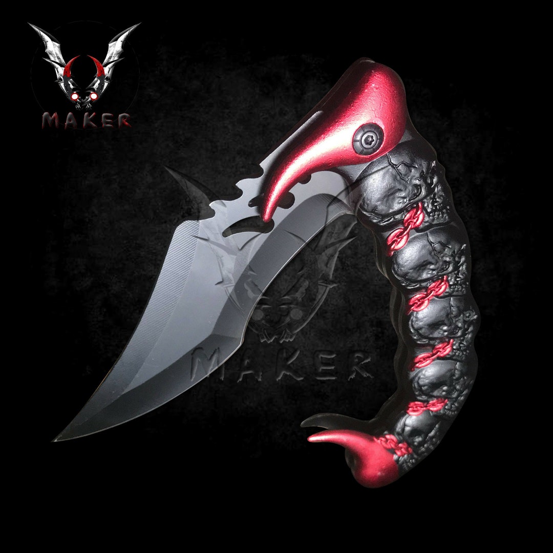 Scorpion Tail Skulls Knife 10" Steel Blade Best Folding Knife for ...