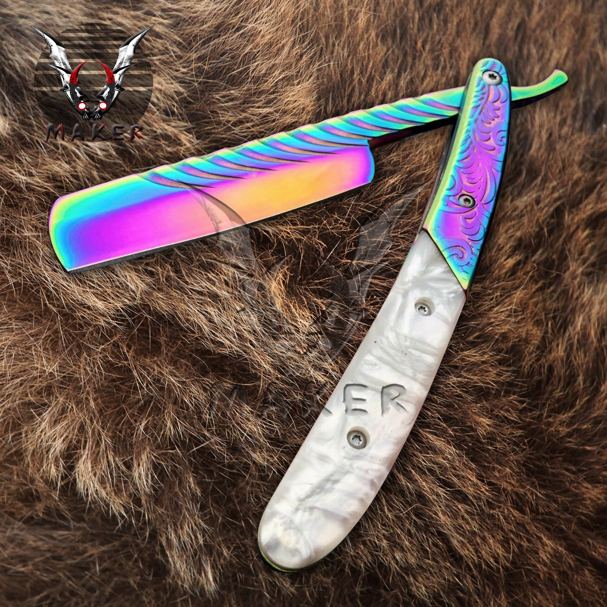 Razor Rainbow Straight Blade Shaving Knife 8.5 Hunting - Etsy