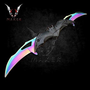 Bat Knife Dark Knight Spring Assisted Folding Dual Blade for Hunting ...
