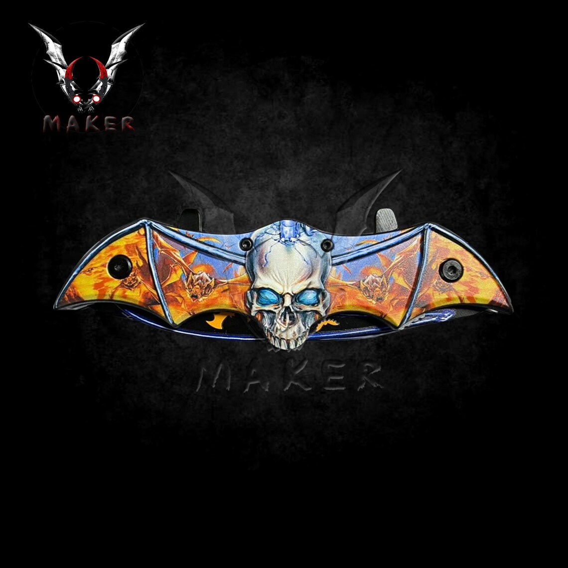Zombie Skull Bat Dual Blade Spring Assisted Knife Best Folding Knife ...