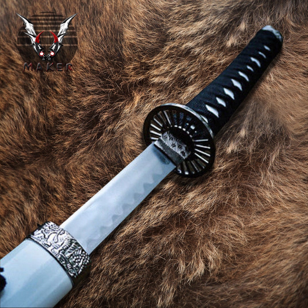 White Dragon Sword 40" Samurai Ninja Bushido Japanese Sword Carbon Steel for Cosplay, Collection ...