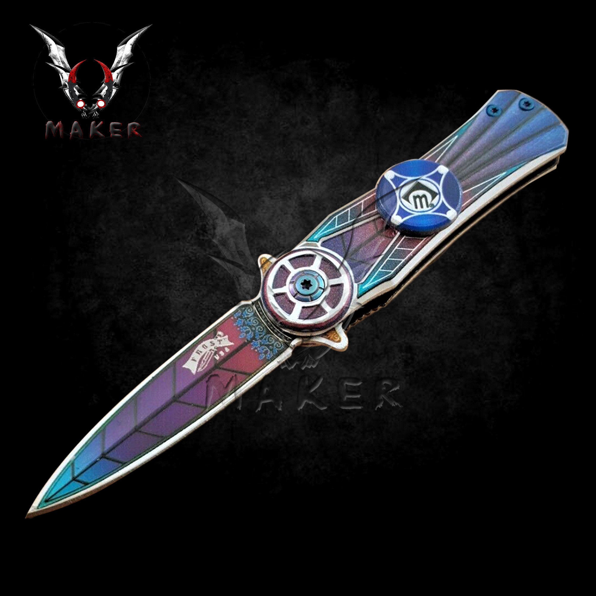 Blue Fidget Spinner Stiletto Pocket Knife 6 Hoja de acero El mejor cuchillo plegable para caza camping Regalo para padre novio. VuMaker 663 Etsy Mexico