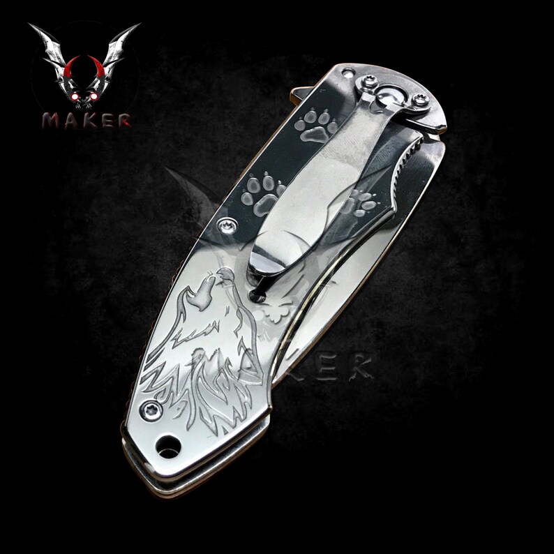 Wolf Knife Stonewash 8 Hunting Folding Steel Blade Knife - Etsy