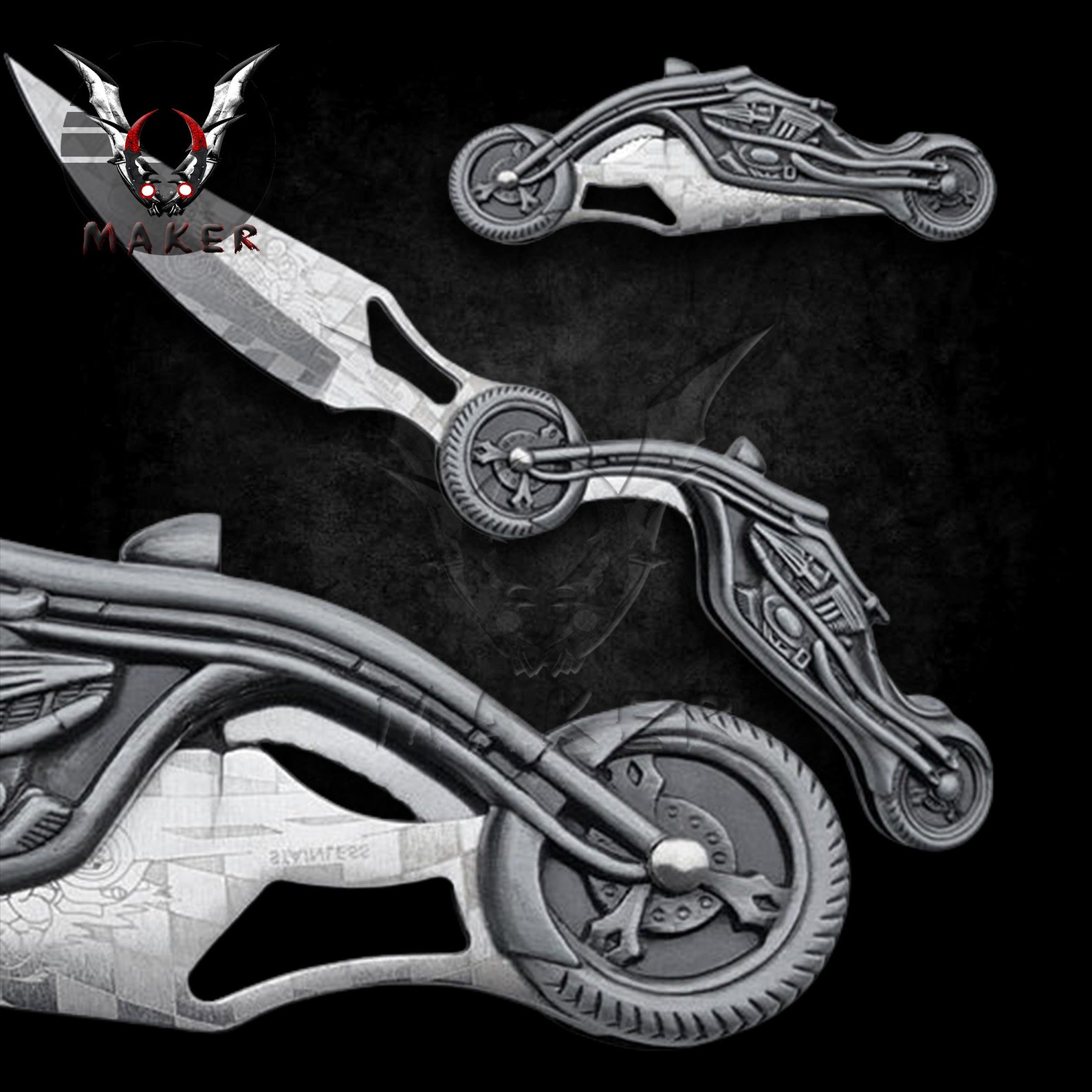 Chopper Motorcycle 8.25" Pocket Knife Best Steel Blade Knife for ...