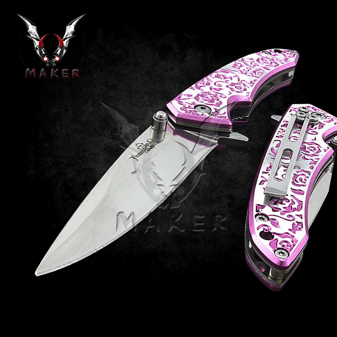 Ladies Pink Roses Knife 7 Spring Best Folding Knife for - Etsy