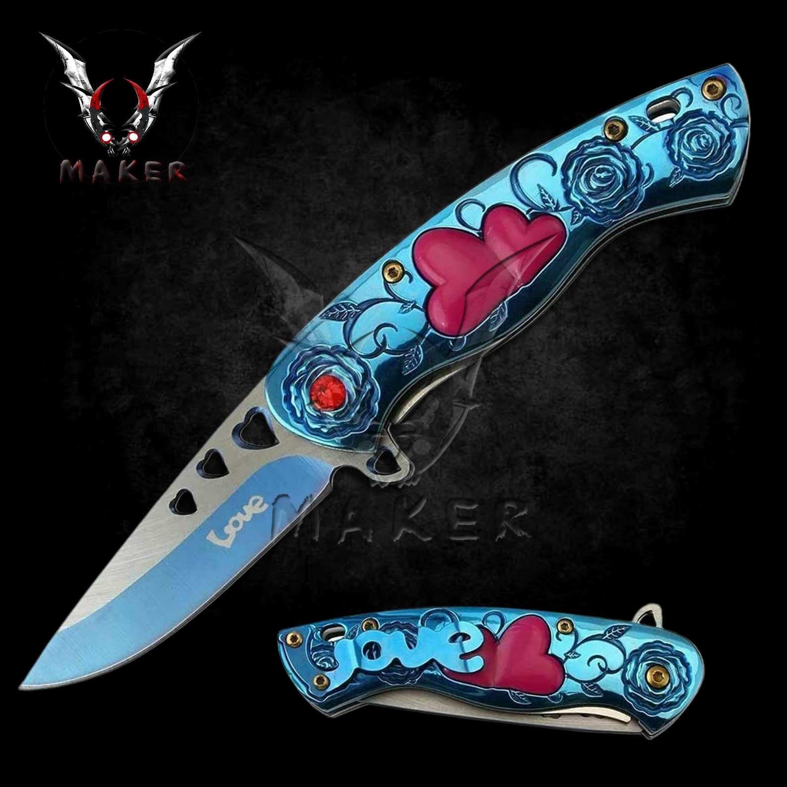 Cupid Heart Floral Rainbow Knife 7 Best Folding Love - Etsy