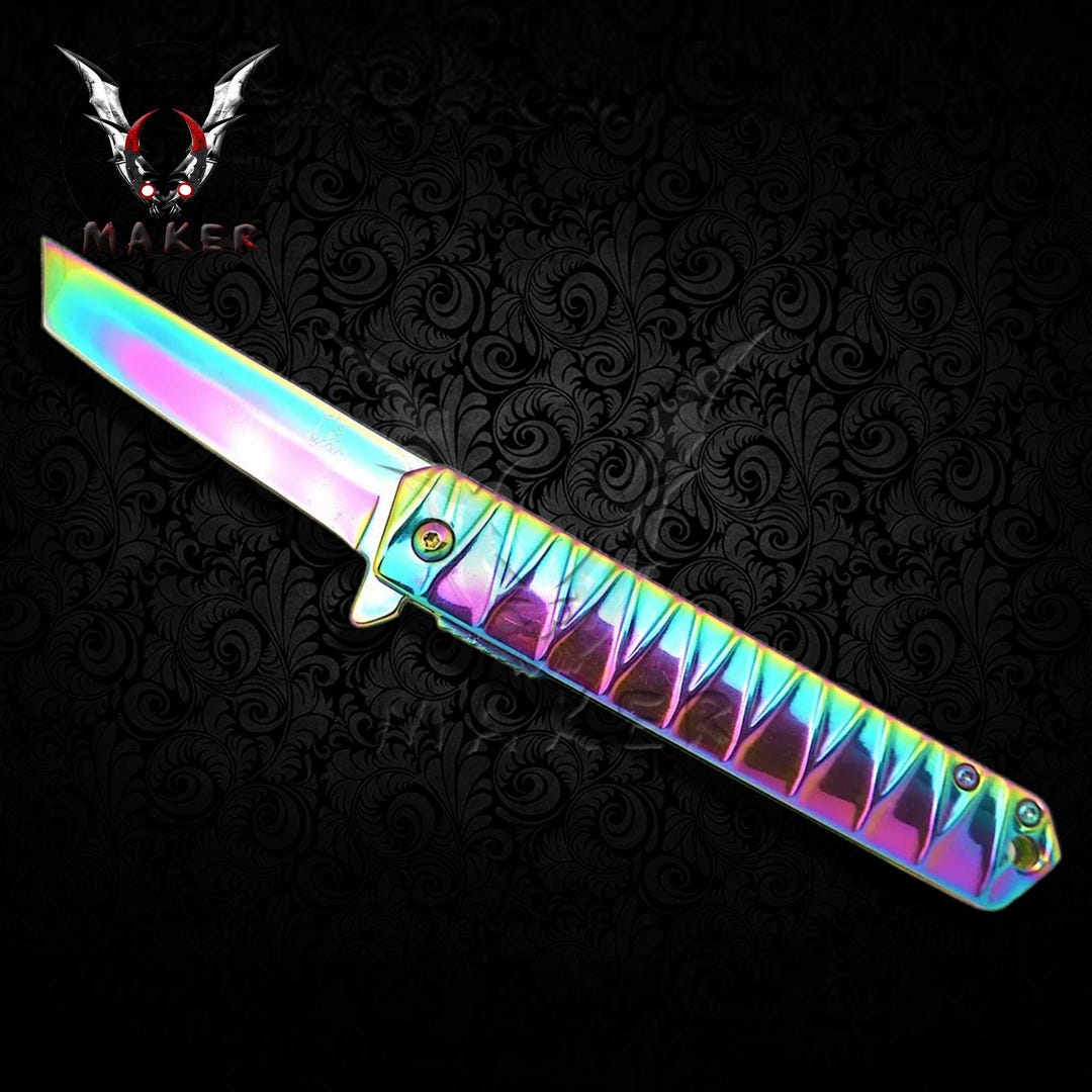 Polished Tanto Retro Mirror Knife 8" Folding Steel Blade Knife for ...