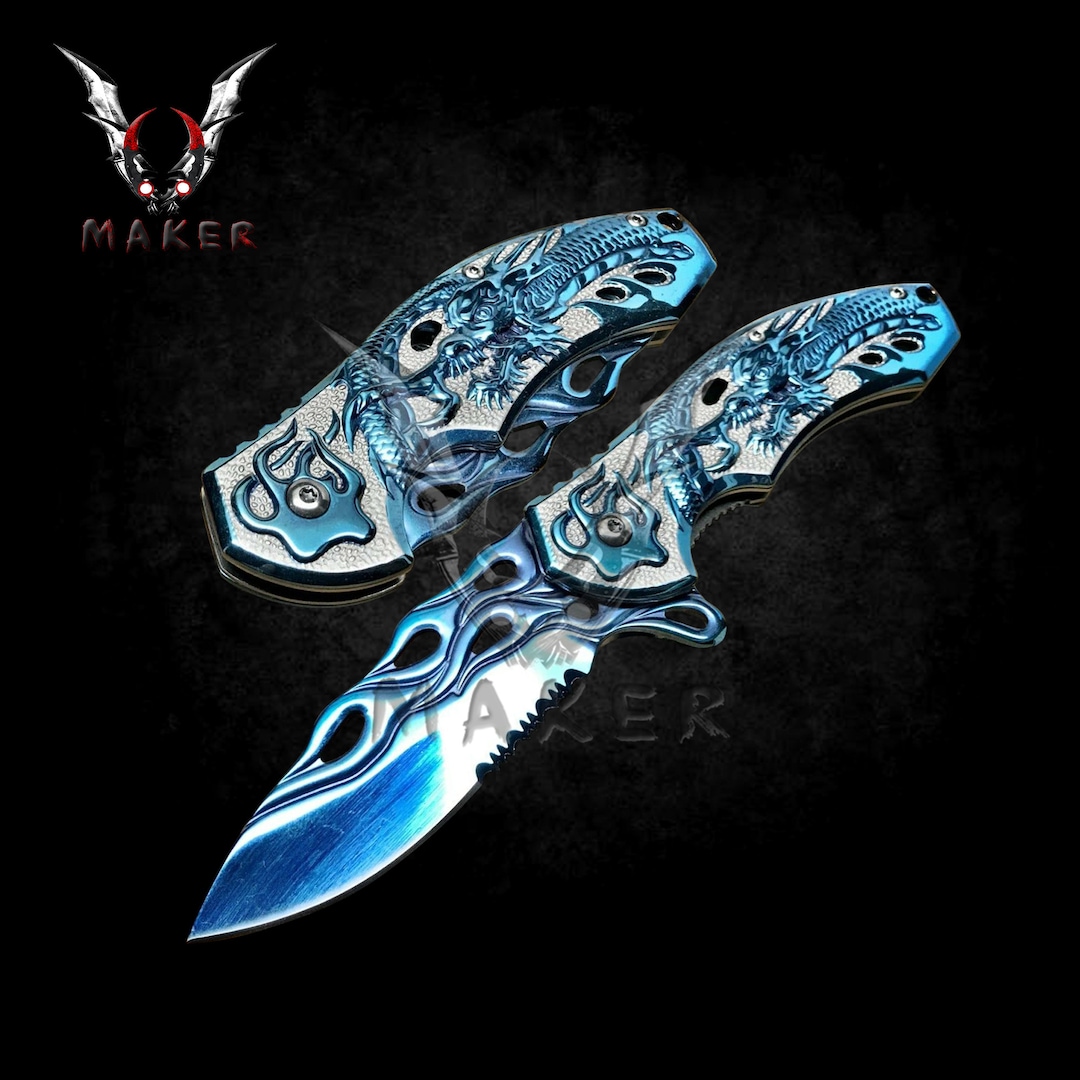 Dragon Rainbow Knife 8" Ball Fiery Best Folding Vintage Knife for ...