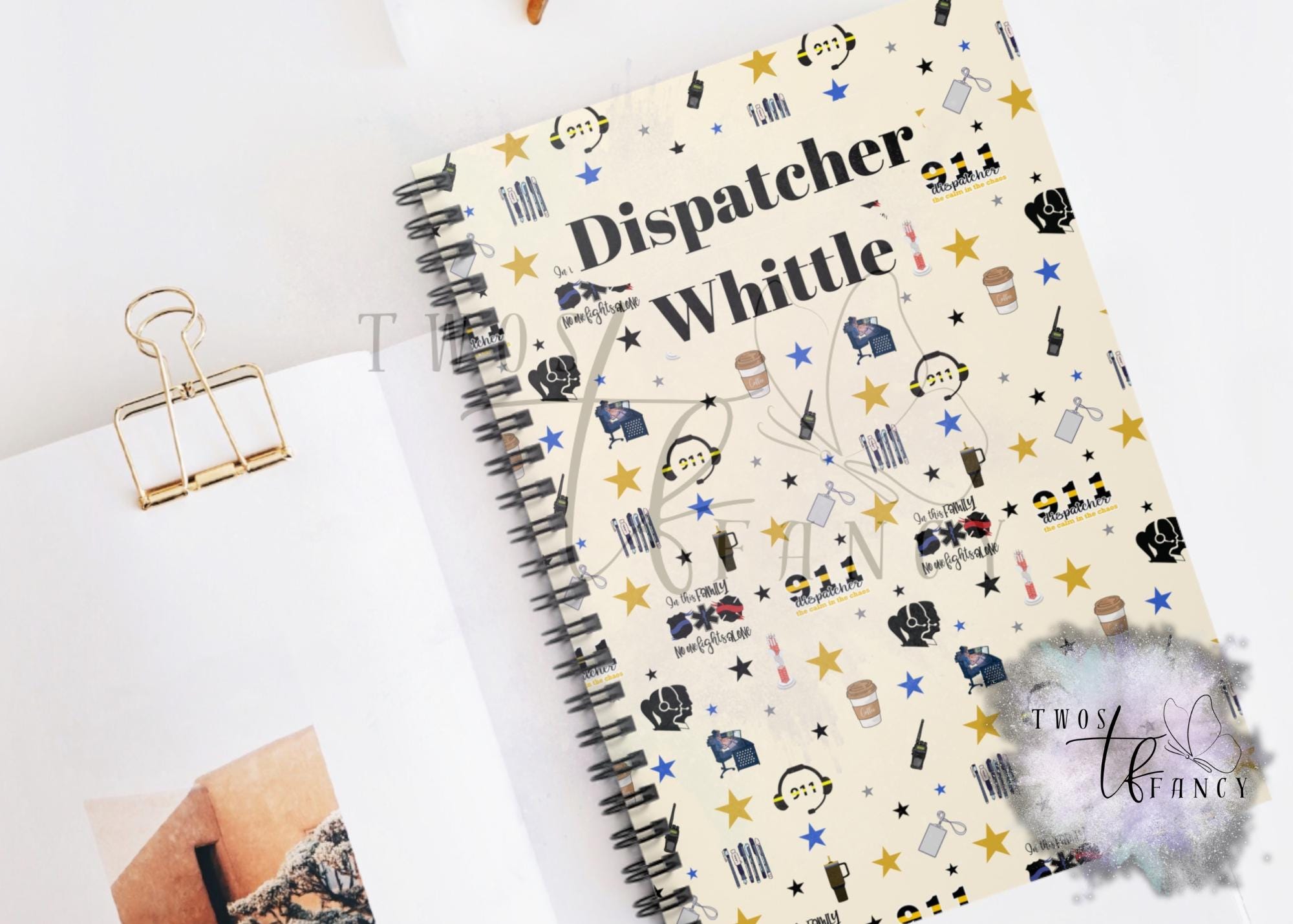 Personalized 911 Dispatcher Spiral Notebook, Thin Gold Line Design - Etsy