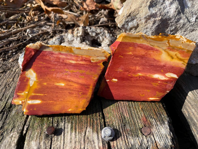 Two Pieces! Australian Mookaite Mooks Jasper Unpolished Lapidary Slab ...