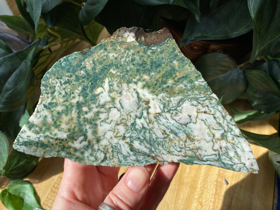 Green Tree Moss Agate Rough Slab Unpolished Lapidary Slice 207 Grams ...