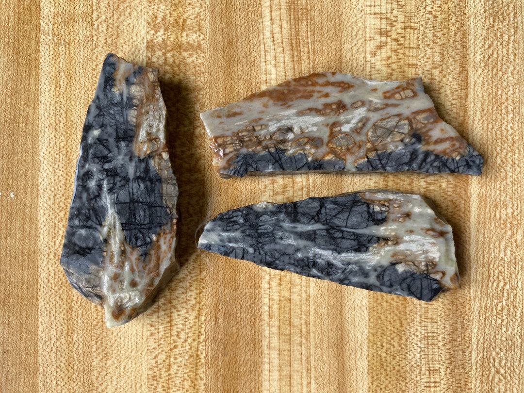 Three Pieces Picasso Jasper Marble Rough Lapidary Slab Raw Slice 152 ...