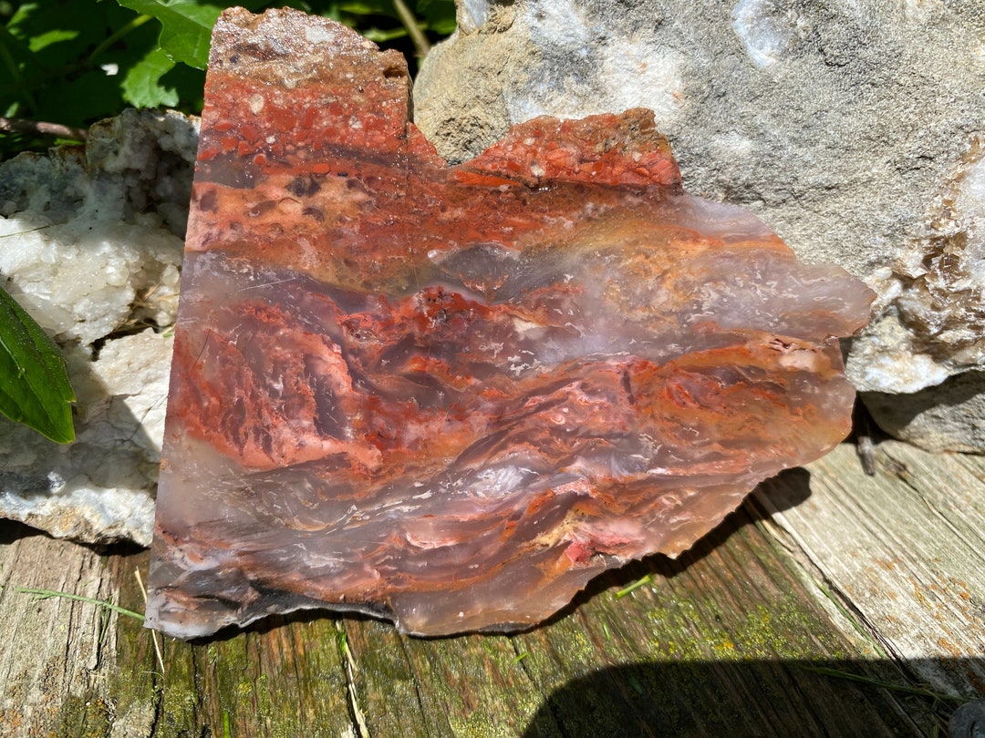 Red Velvet Agate Unpolished Lapidary Slab Rough Slice 125 Grams From ...