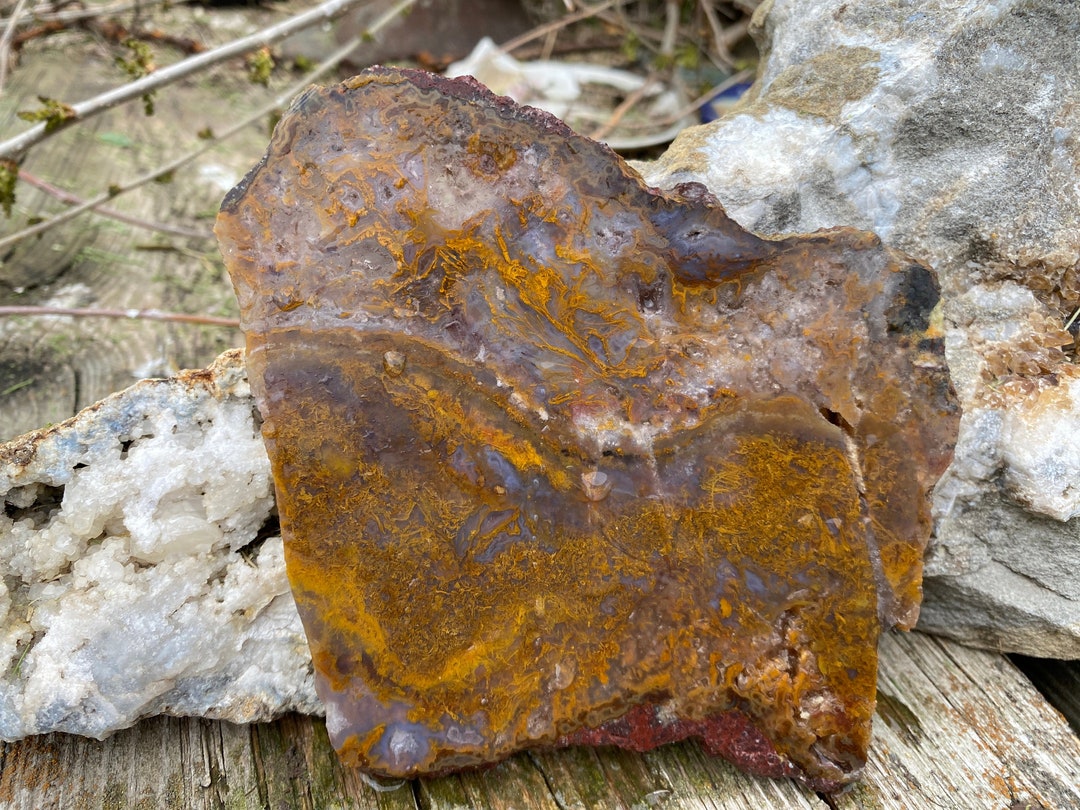 Cathedral Agate Stone Rough Raw Lapidary Slab Rough Slice 254 Grams ...
