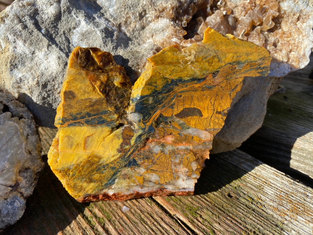 Nellite Lionskin Honeystone Unpolished Slab Lapidary Rough Slice! 126 ...