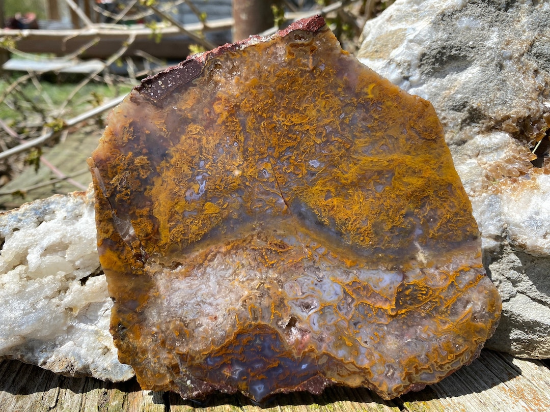 Cathedral Agate Stone Rough Raw Lapidary Slab Rough Slice 275 Grams ...