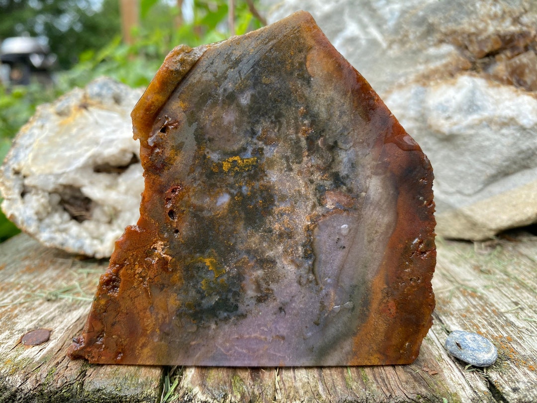 Purple Cow Agate Unpolished Slab Lapidary Rough Slice With Opal and ...