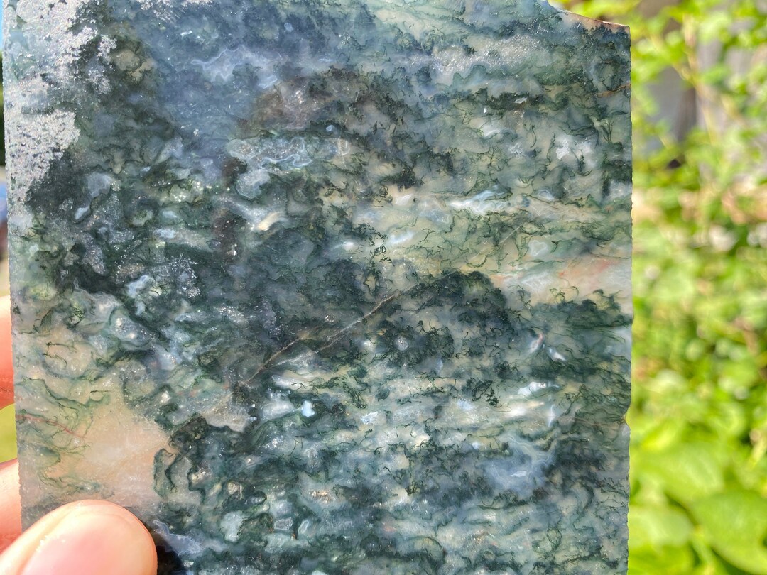 Maury Mountain Moss Agate GREEN Rough Slab Unpolished Lapidary Slice ...